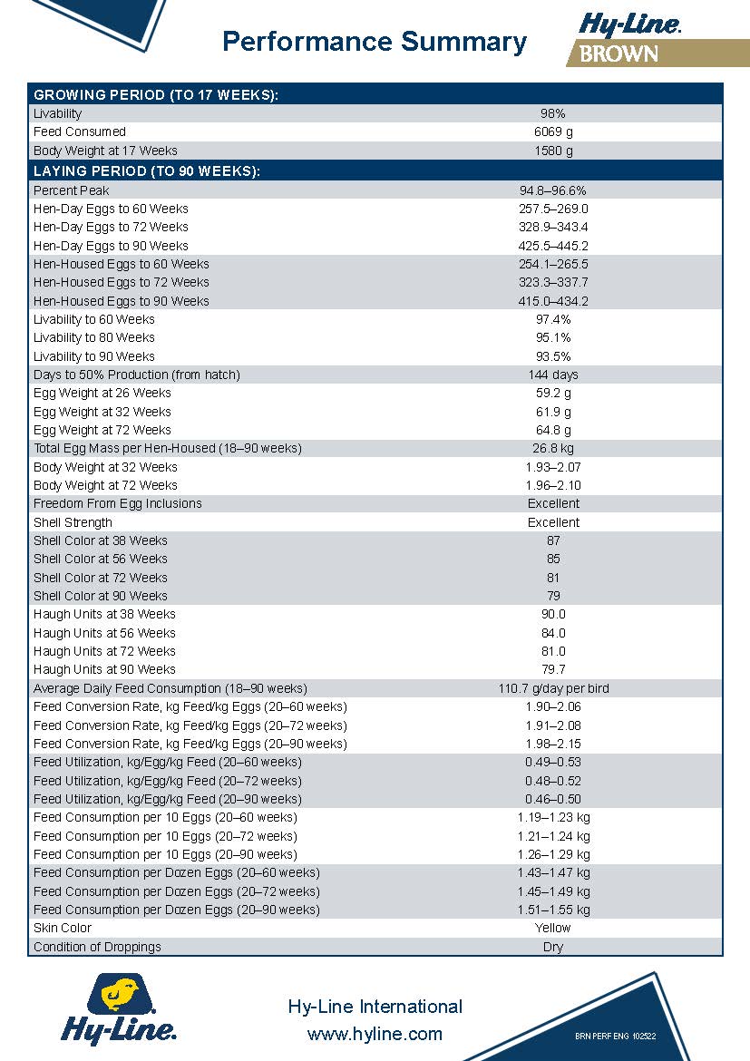 Hy-Line Brown: The World's Most Balanced Brown Egg Layer